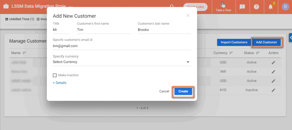 3. Provide required details & click ‘Create’
